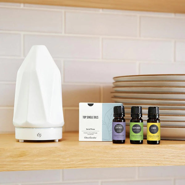 Top Single Essential Oils 3 Set + Diffuser Gift Set | Edens Garden