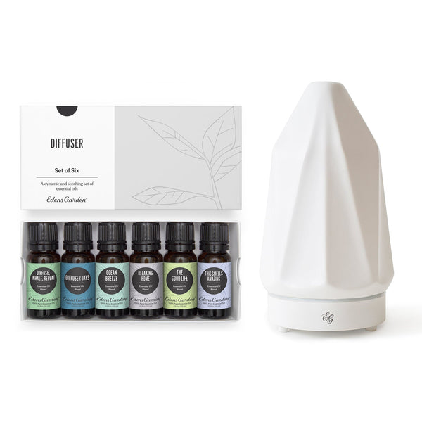 Essential Oil Blends 6 Set + Diffuser Gift Set | Edens Garden