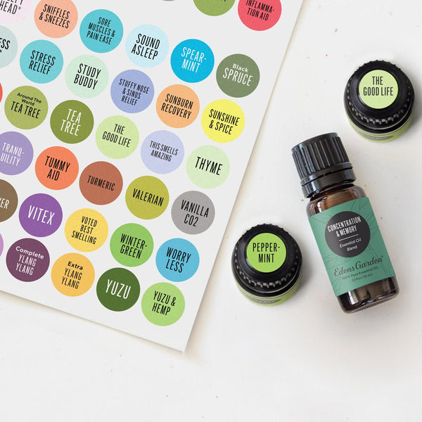 Bottle Cap Stickers | Essential Oil Bottle Labels | Edens Garden